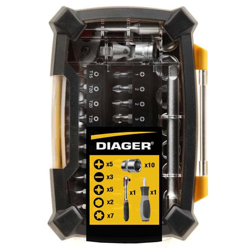 Coffret embouts torsion et douilles 38 pièces DIAGER